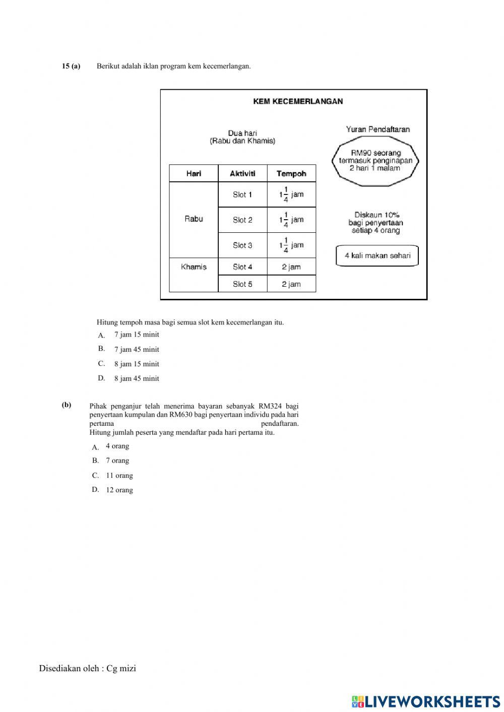 Kertas 2 online pdf worksheet | Live Worksheets