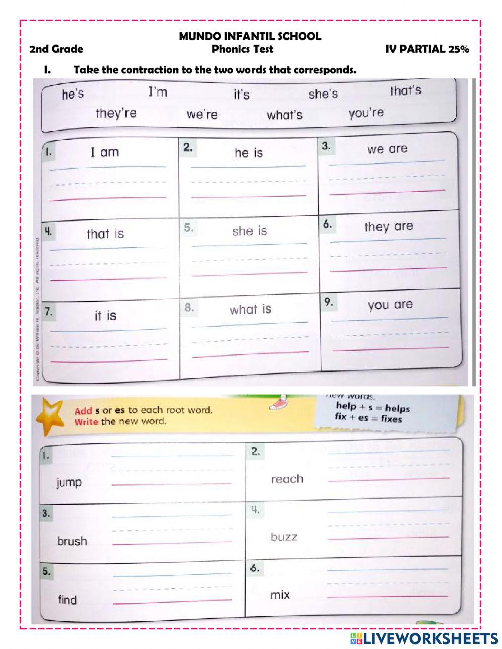 Phonics test interactive exercise | Live Worksheets