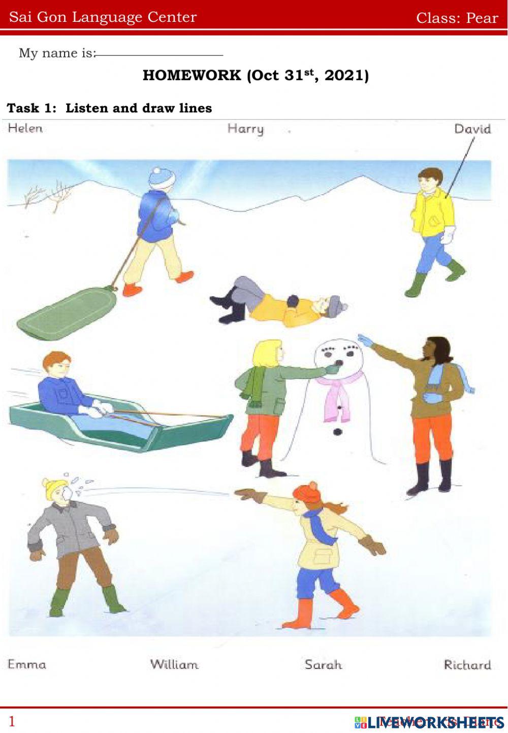 Homework-class Pear (Oct 31st) worksheet | Live Worksheets