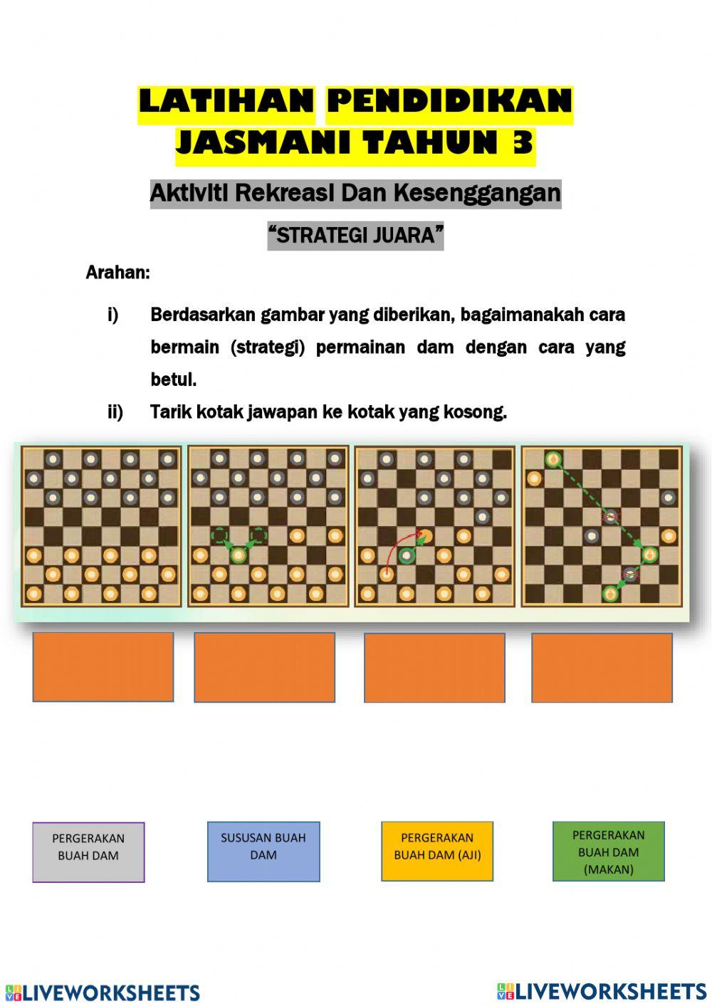 Permainan dam worksheet | Live Worksheets
