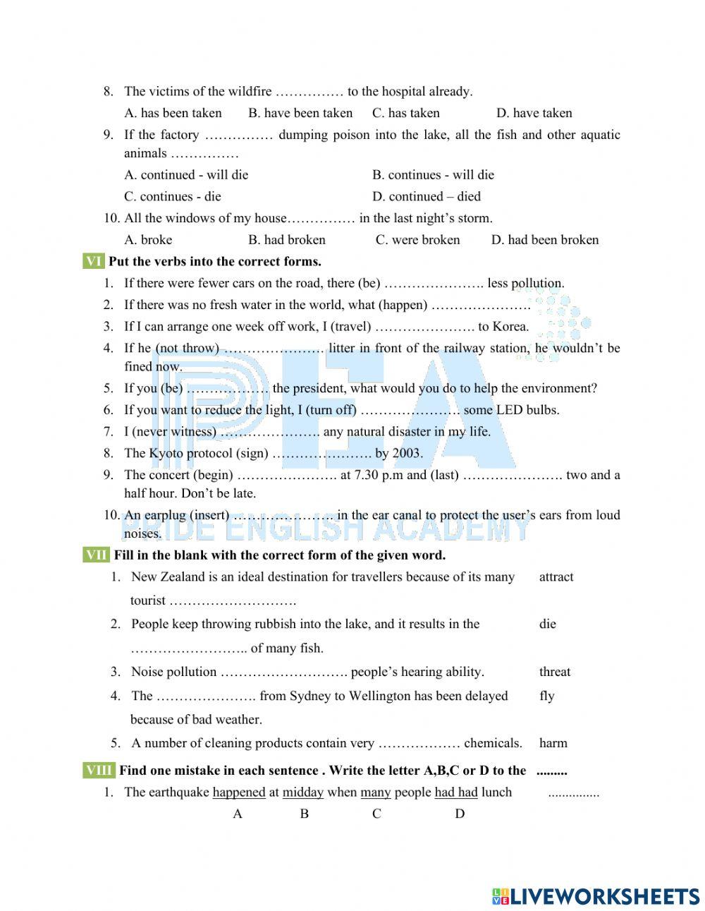 English 8 - Basic Revision 1 - Term 2 worksheet | Live Worksheets