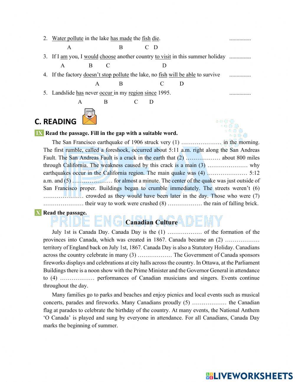English 8 - Basic Revision 1 - Term 2 worksheet | Live Worksheets