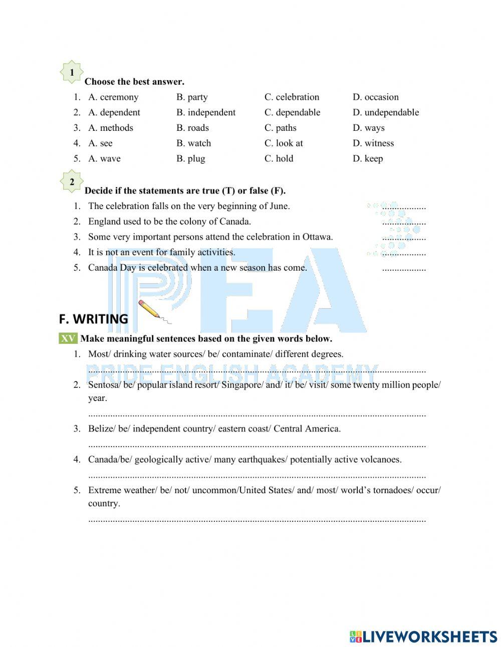 English 8 - Basic Revision 1 - Term 2 worksheet | Live Worksheets