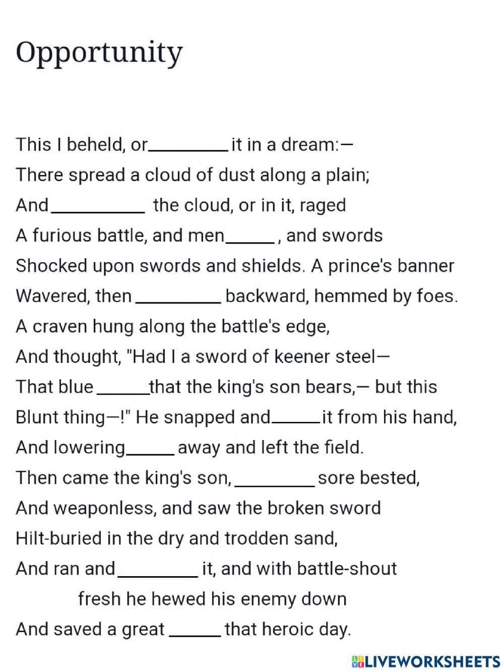 Opportunity 4195984 | lwcanichols | Live Worksheets