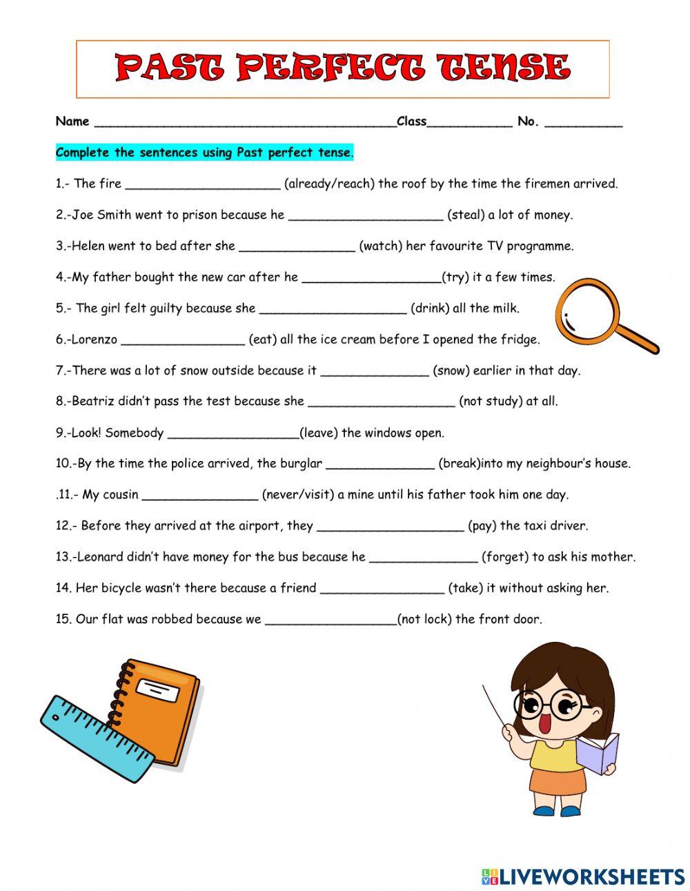 Past Perfect Exercise online exercise for | Live Worksheets