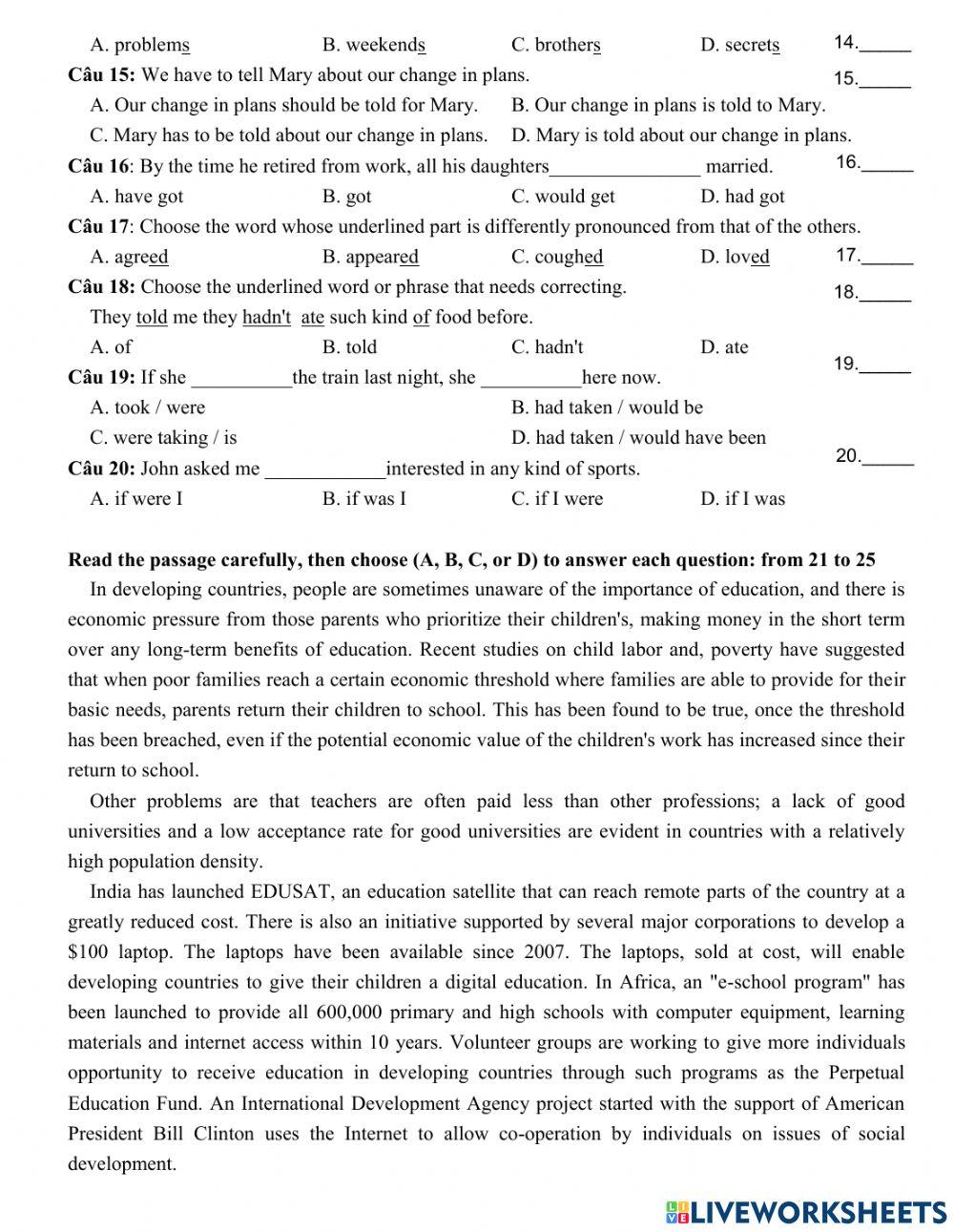 G11-Review Mid 1st term 4 worksheet | Live Worksheets