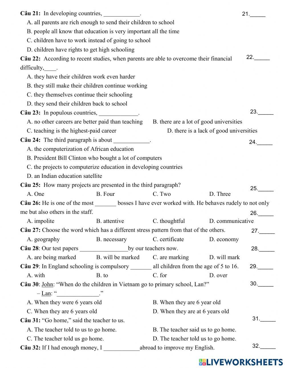 G11-Review Mid 1st term 4 worksheet | Live Worksheets