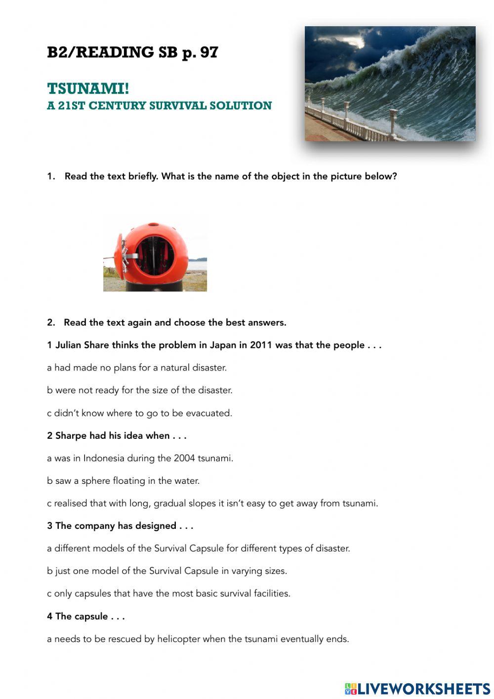 Reading - Tsuna… | Free Interactive Worksheets | 2241514