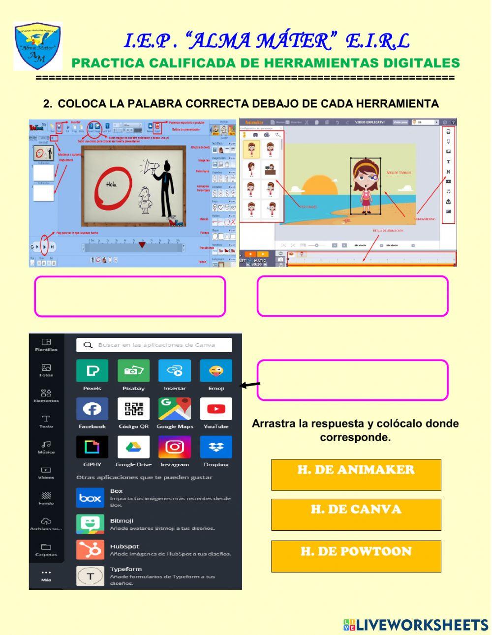 Herramientas di… | Free Interactive Worksheets | 1593076
