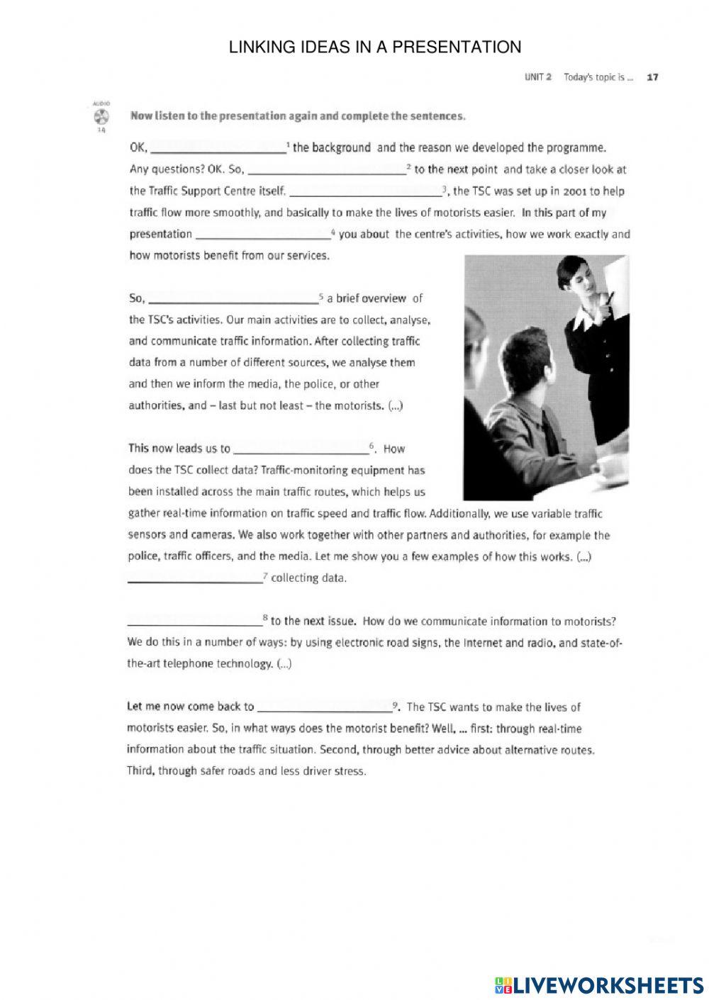 Presentation - linking ideas online exercise for | Live Worksheets