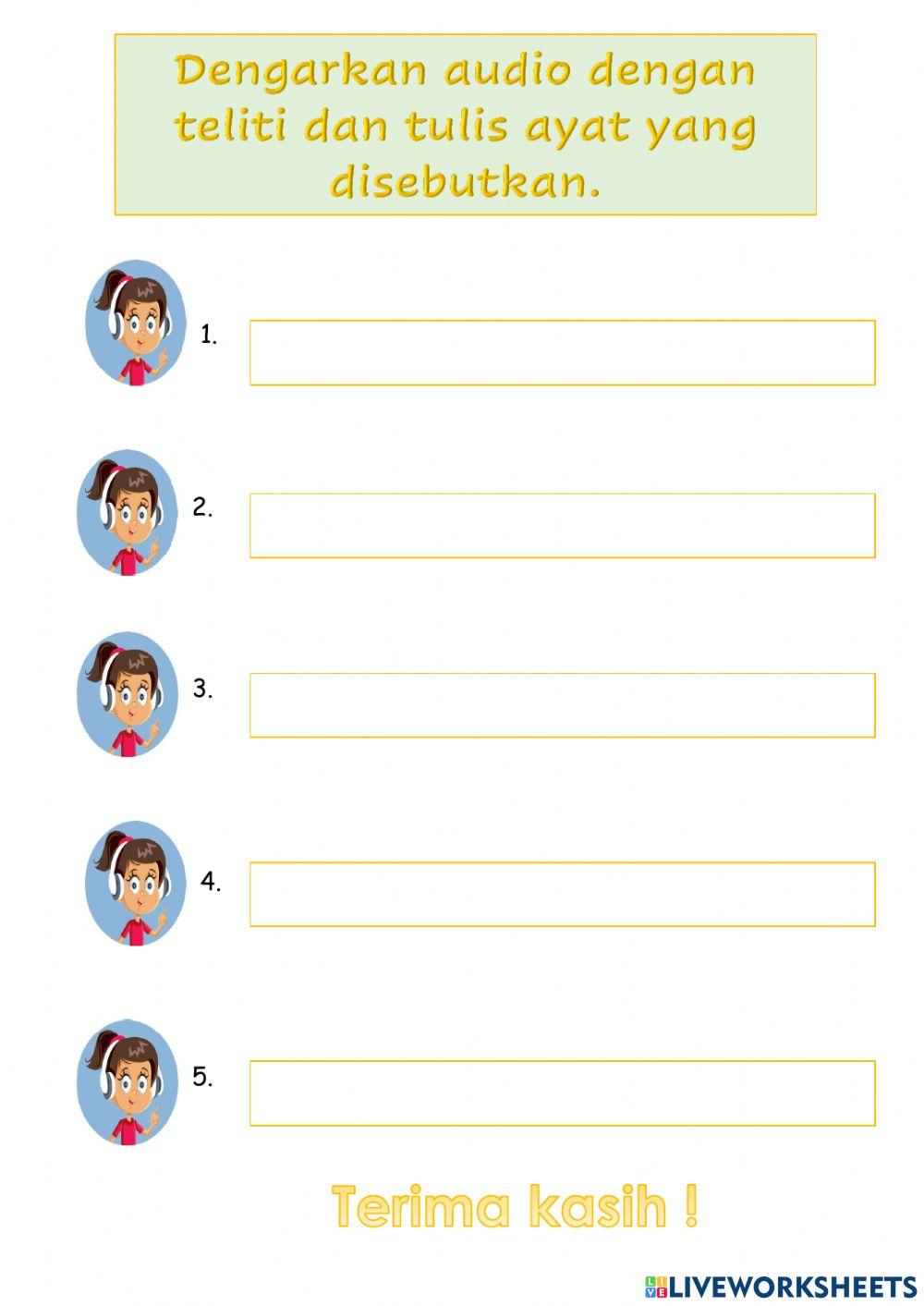 Kemahiran mendengar interactive exercise for Tahun 2 | Live Worksheets