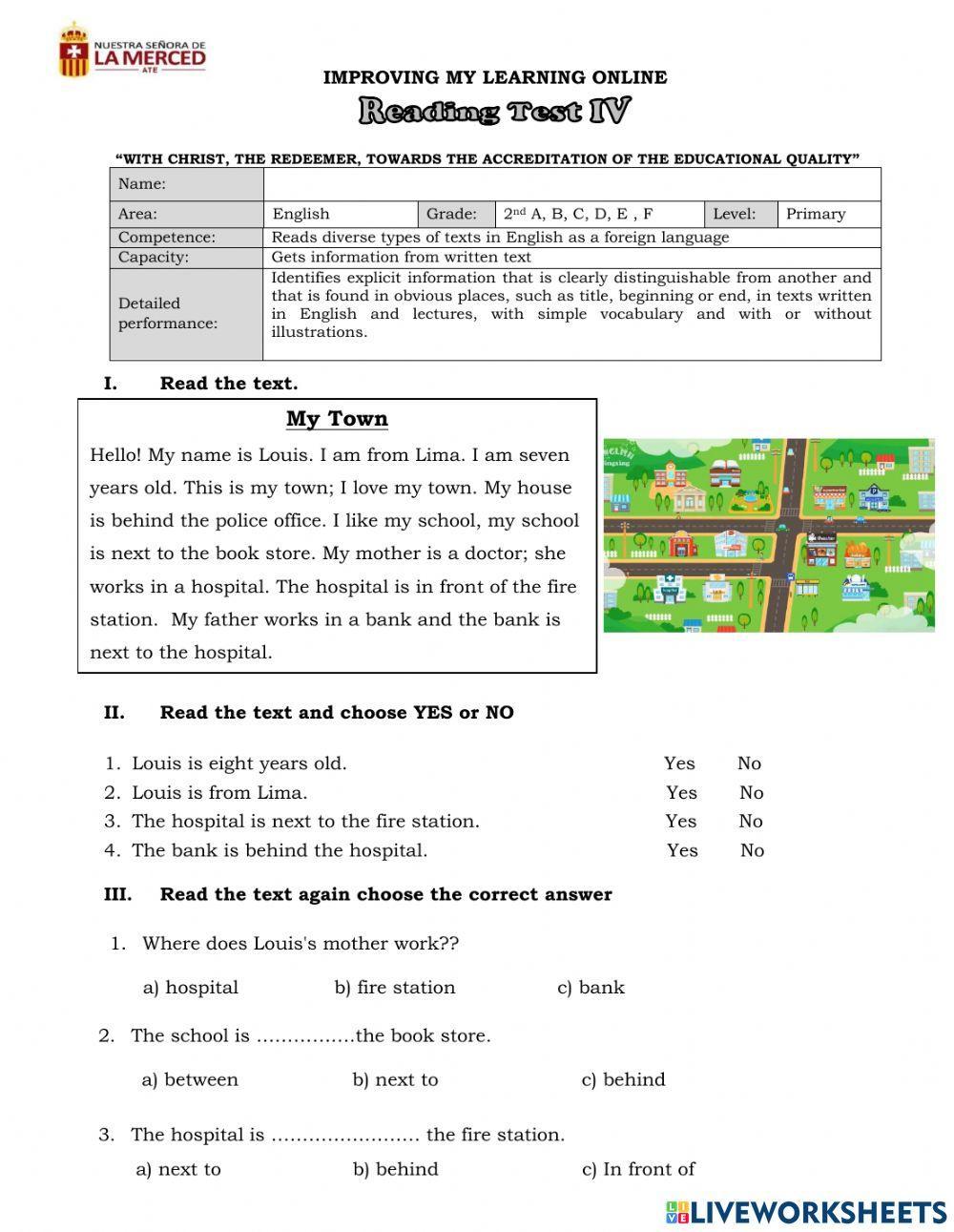 My town online exercise for english | Live Worksheets