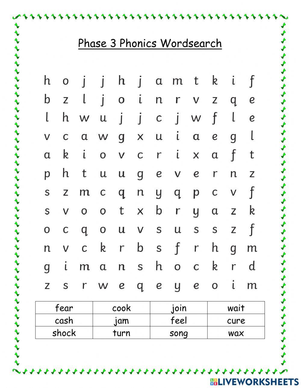 1594065 | Phase 3 phonics wordsearch | Gary Chapman