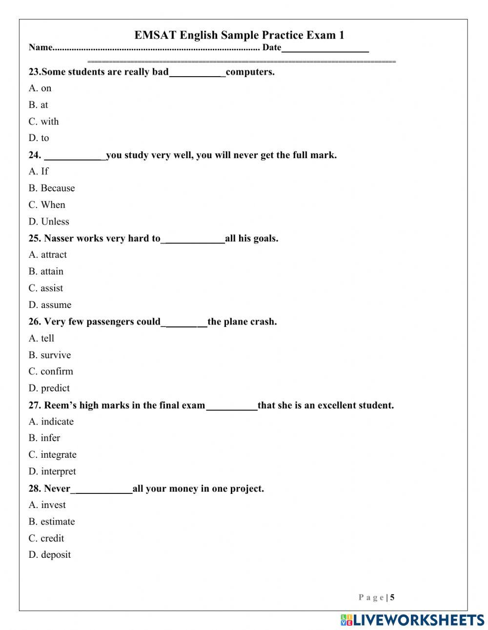 1627301 | EmSAT Practice for Grade 12 | Robert Rice