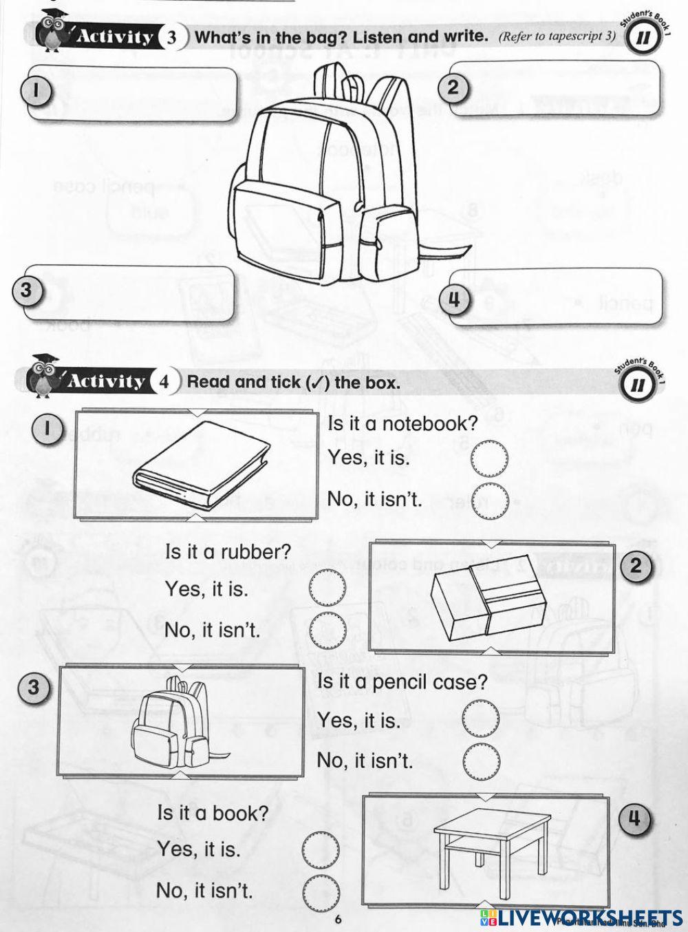 YEAR 1: AT SCHOOL 1 online exercise for | Live Worksheets