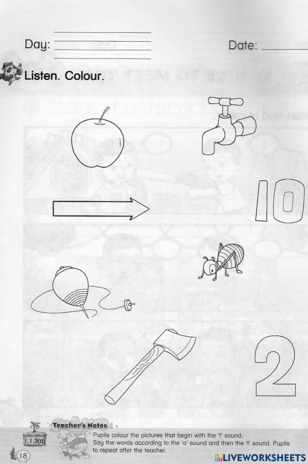 Phonics t exercise | Live Worksheets