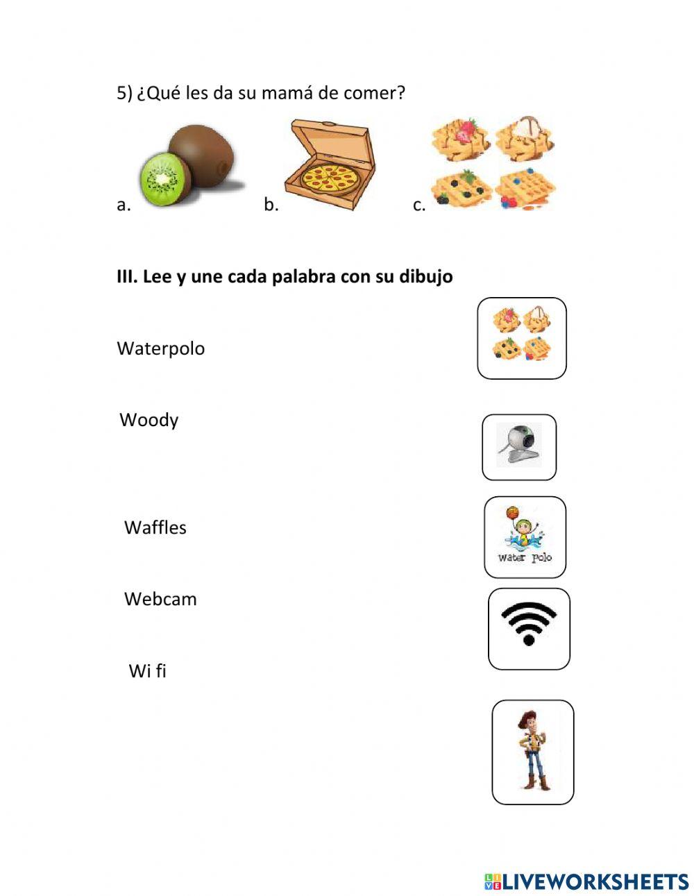 Letra w | Free Interactive Worksheets | 1625521