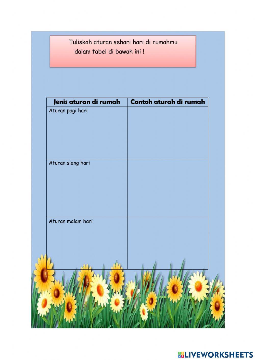 Aturan rumah activity | Live Worksheets