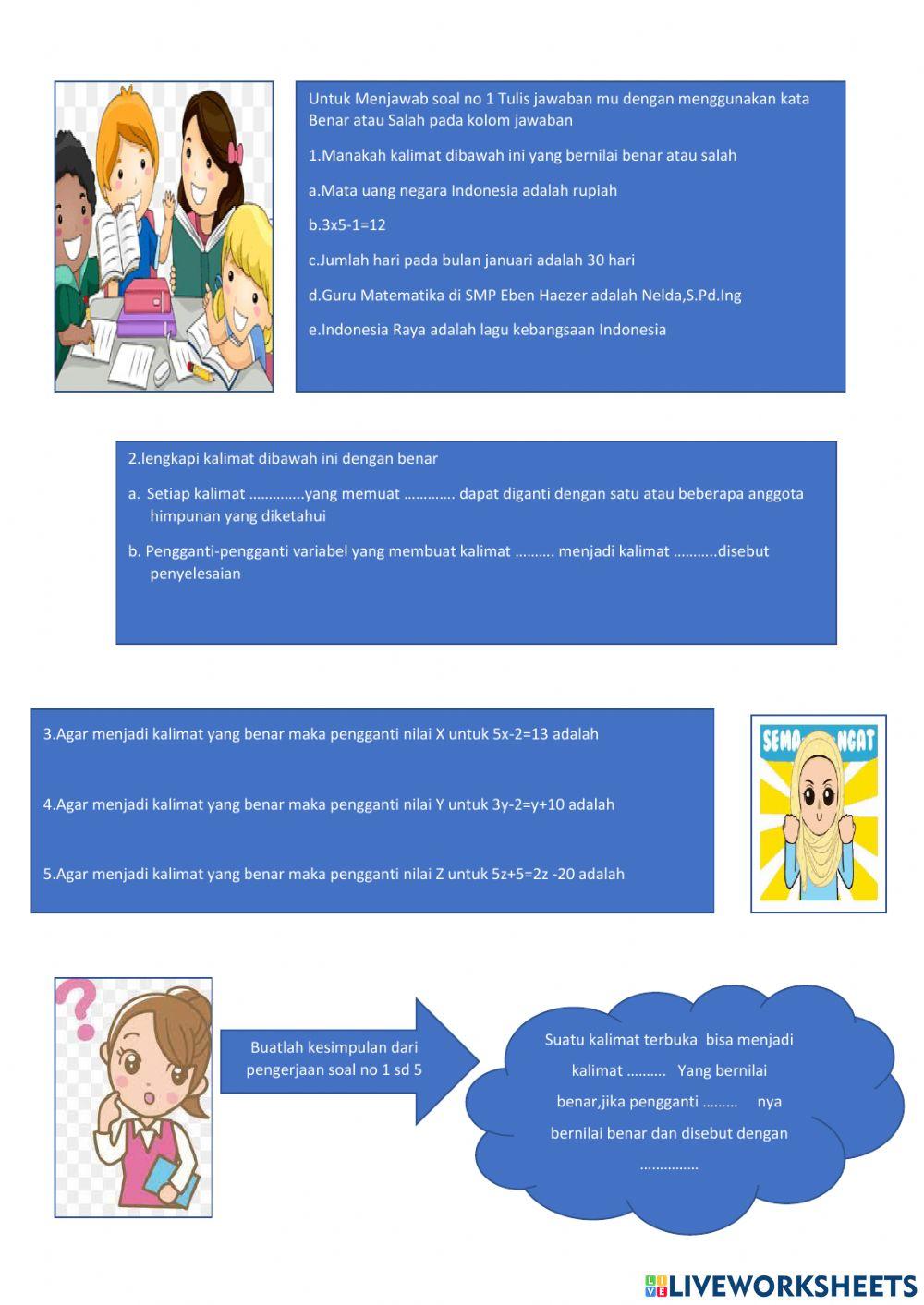 Plsv worksheet for 7 | Live Worksheets