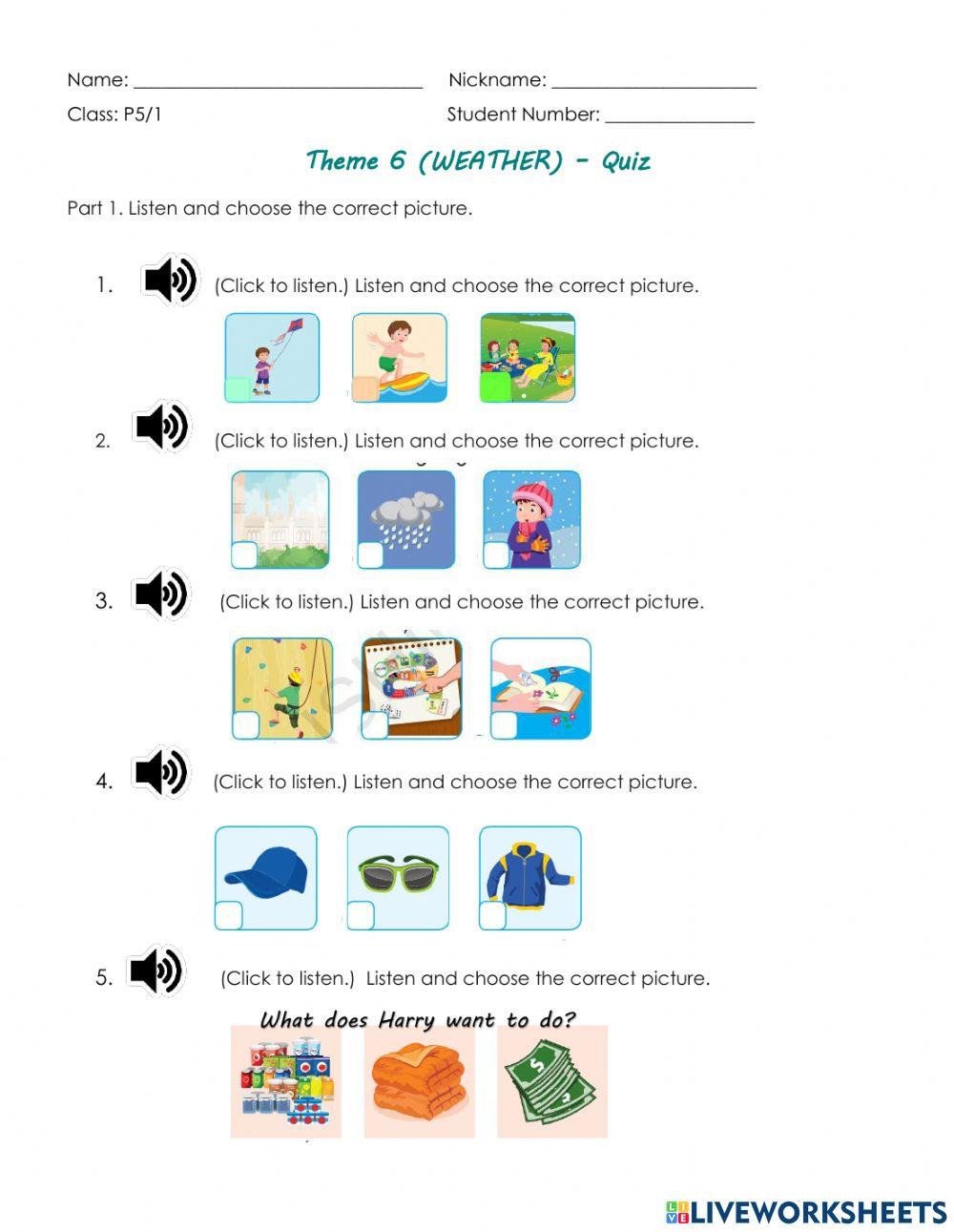 P6 Theme 6 Quiz online exercise for | Live Worksheets