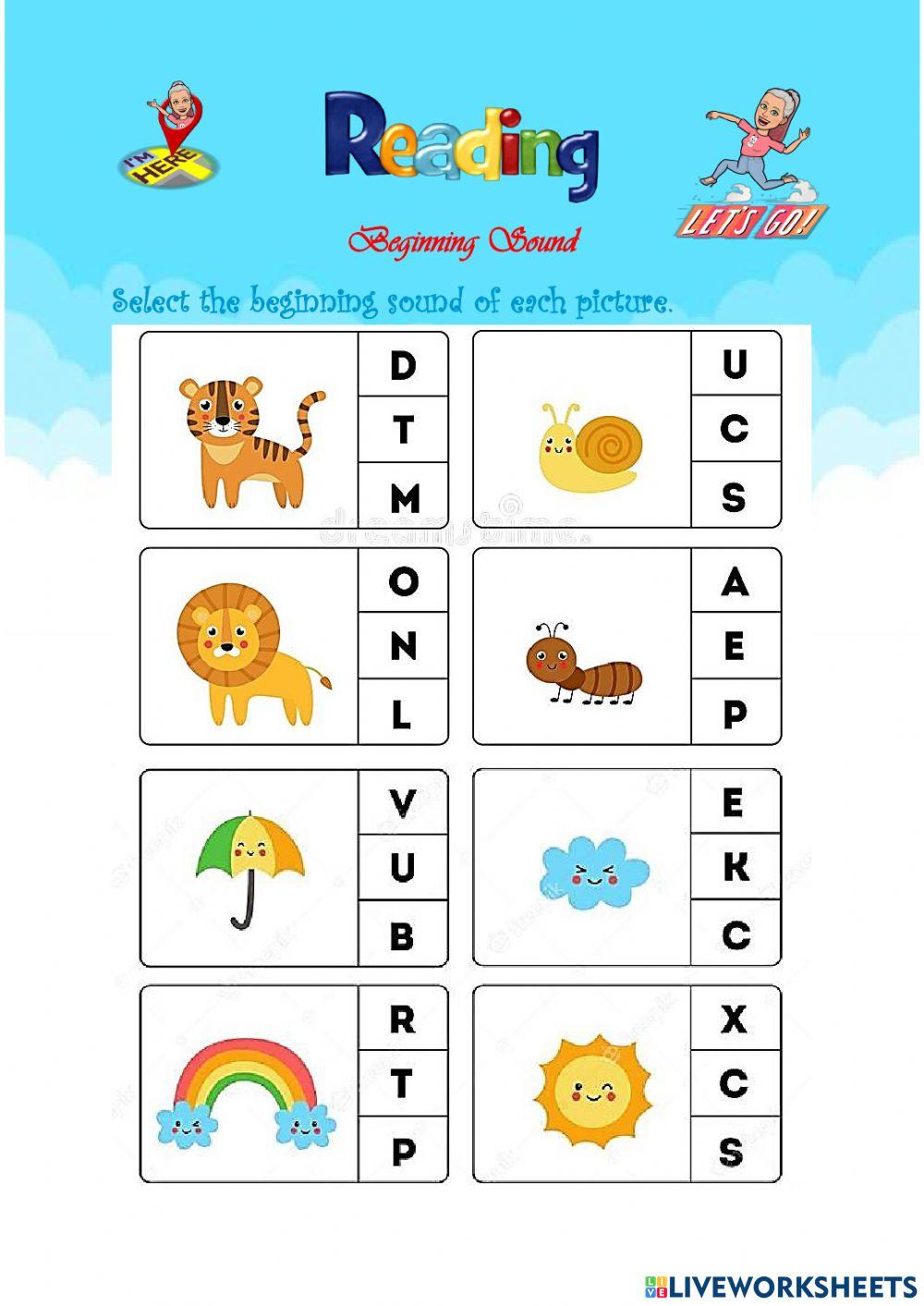 Beginning Sound | Free Interactive Worksheets | 1625769