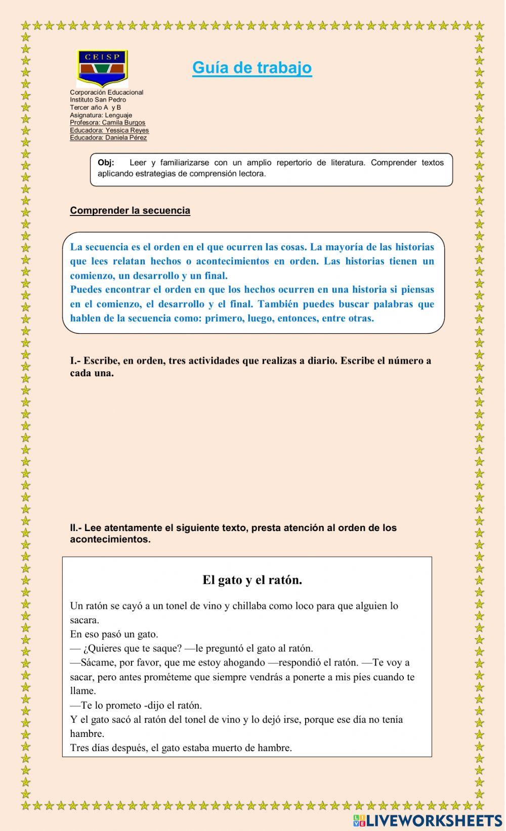 Secuencias online exercise for | Live Worksheets Secuencias online exercise for | Live Worksheets