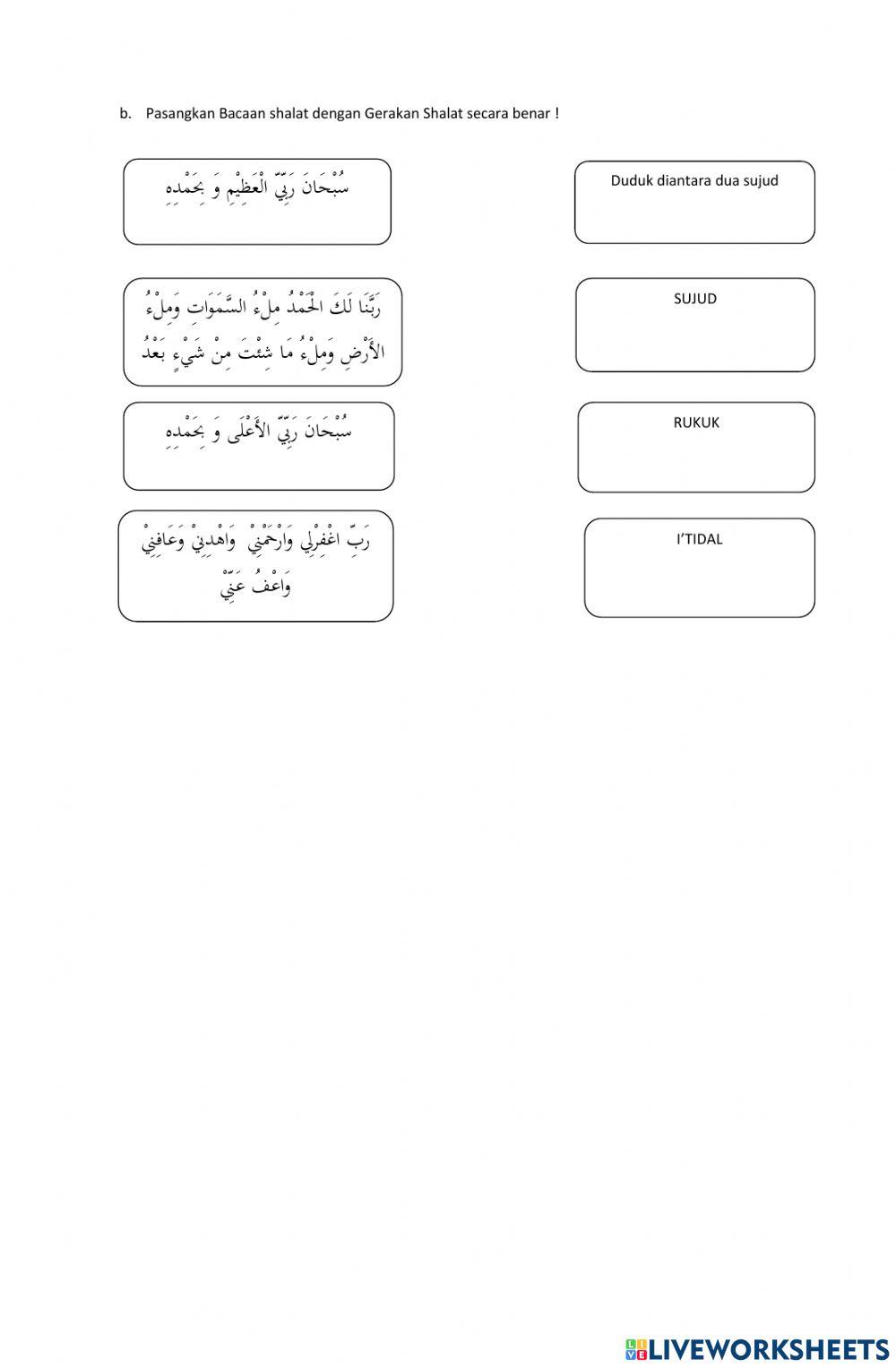 Gerakan Shalat interactive worksheet | Live Worksheets