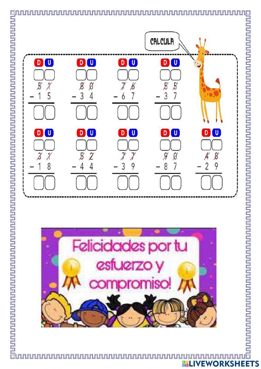 Restas prestando | Free Interactive Worksheets | 1626092