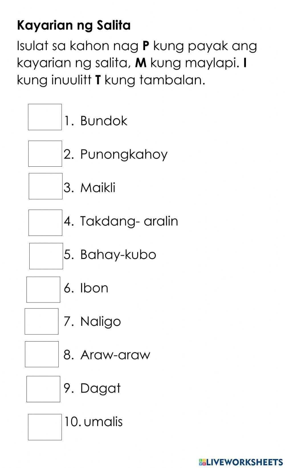 Pandiwa Worksheet For Grade 2 Kayarian Ng Salita Worksheets Samut ... Pandiwa Worksheet For Grade 2 Kayarian Ng Salita Worksheets Samut ...