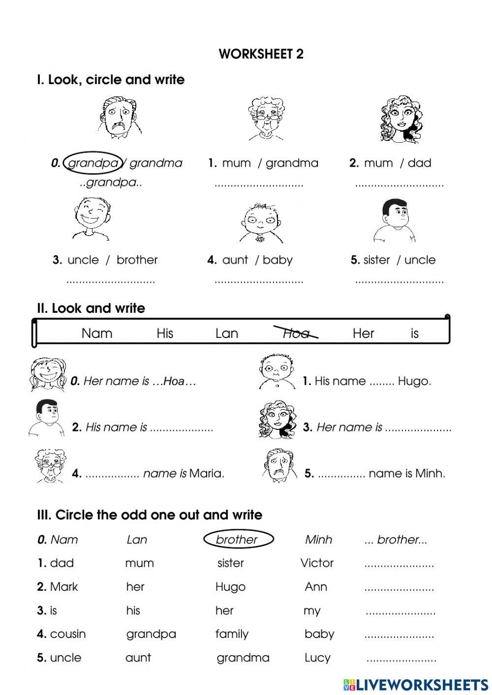 My family online exercise for Grade 1 | Live Worksheets