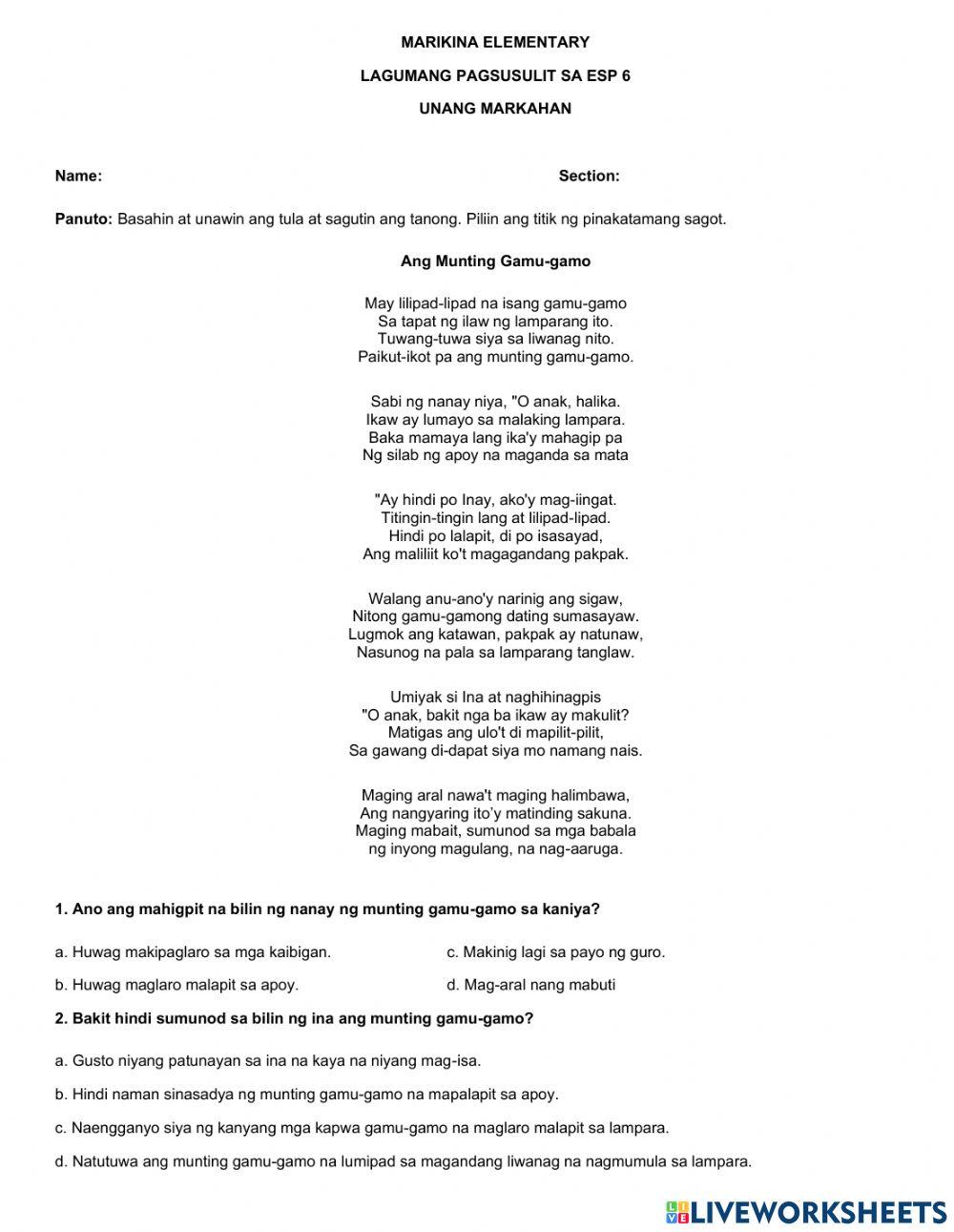 Esp online exercise | Live Worksheets