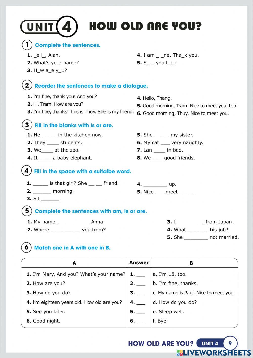 G3 hang out u1 worksheet | Live Worksheets