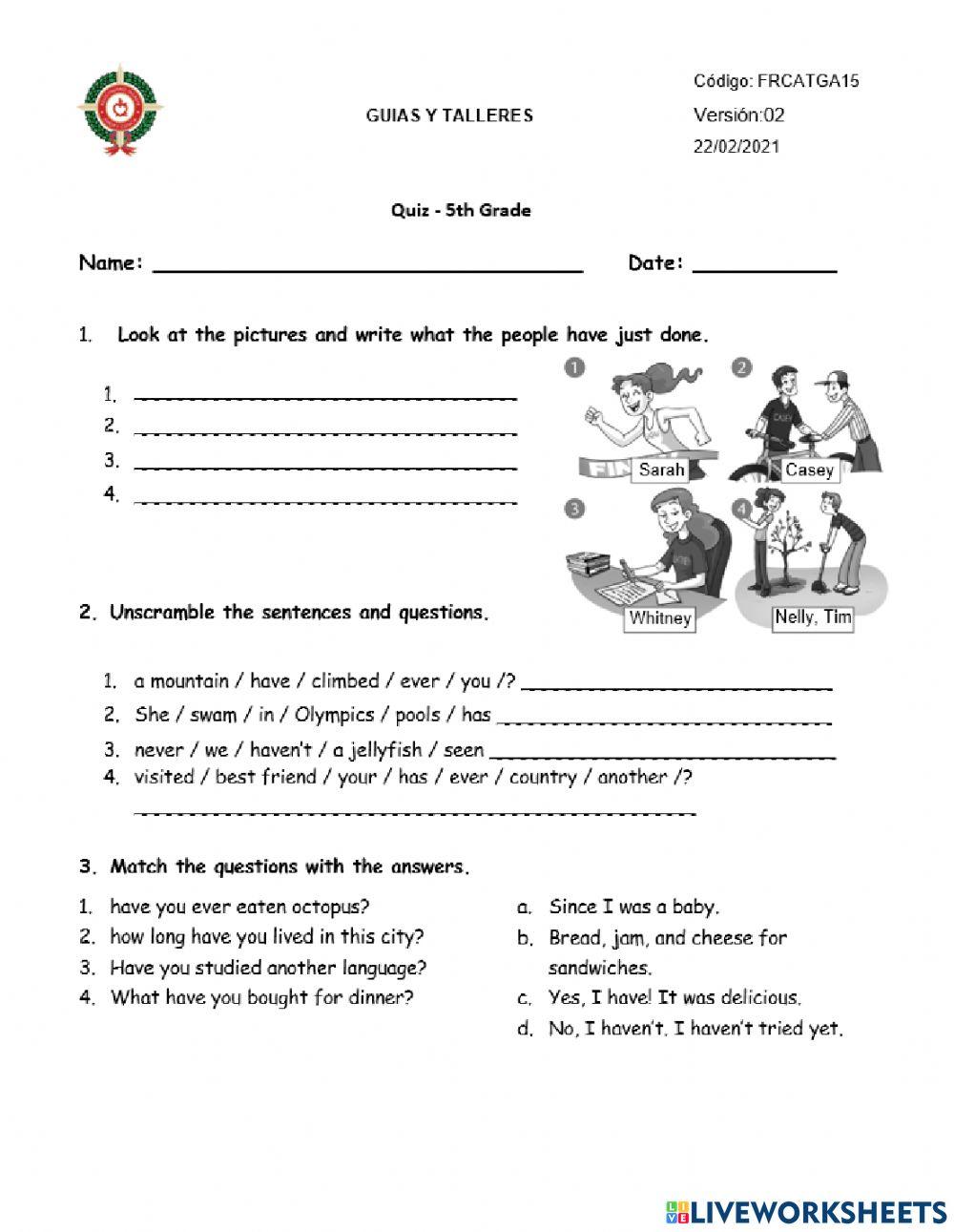 5th grade - Pre… | Free Interactive Worksheets | 6771426