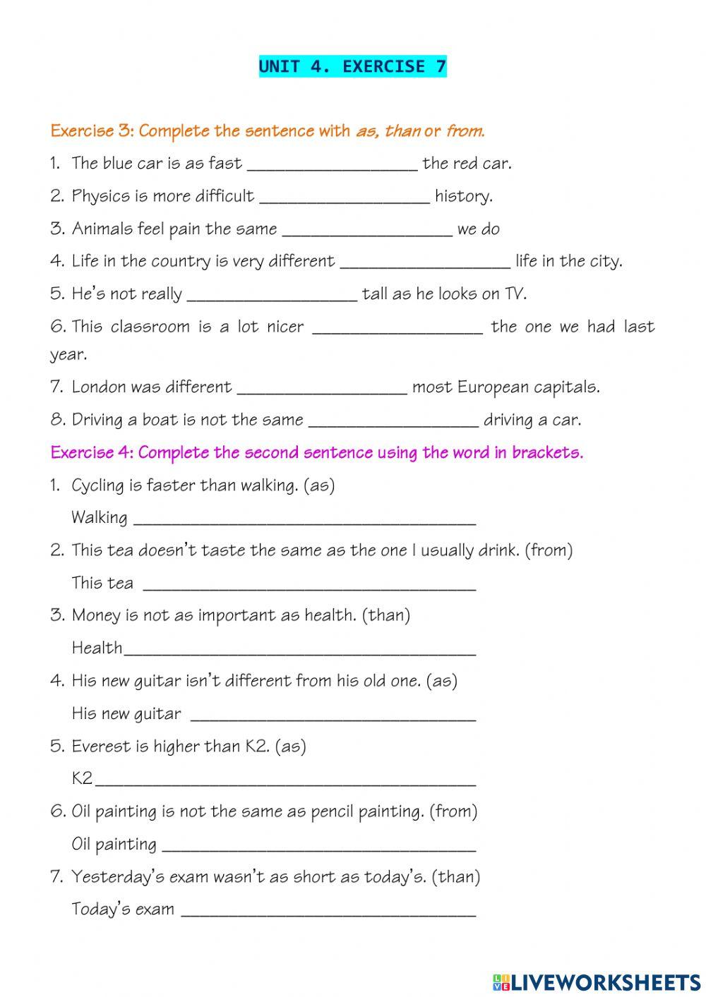 U4 | Live Worksheets