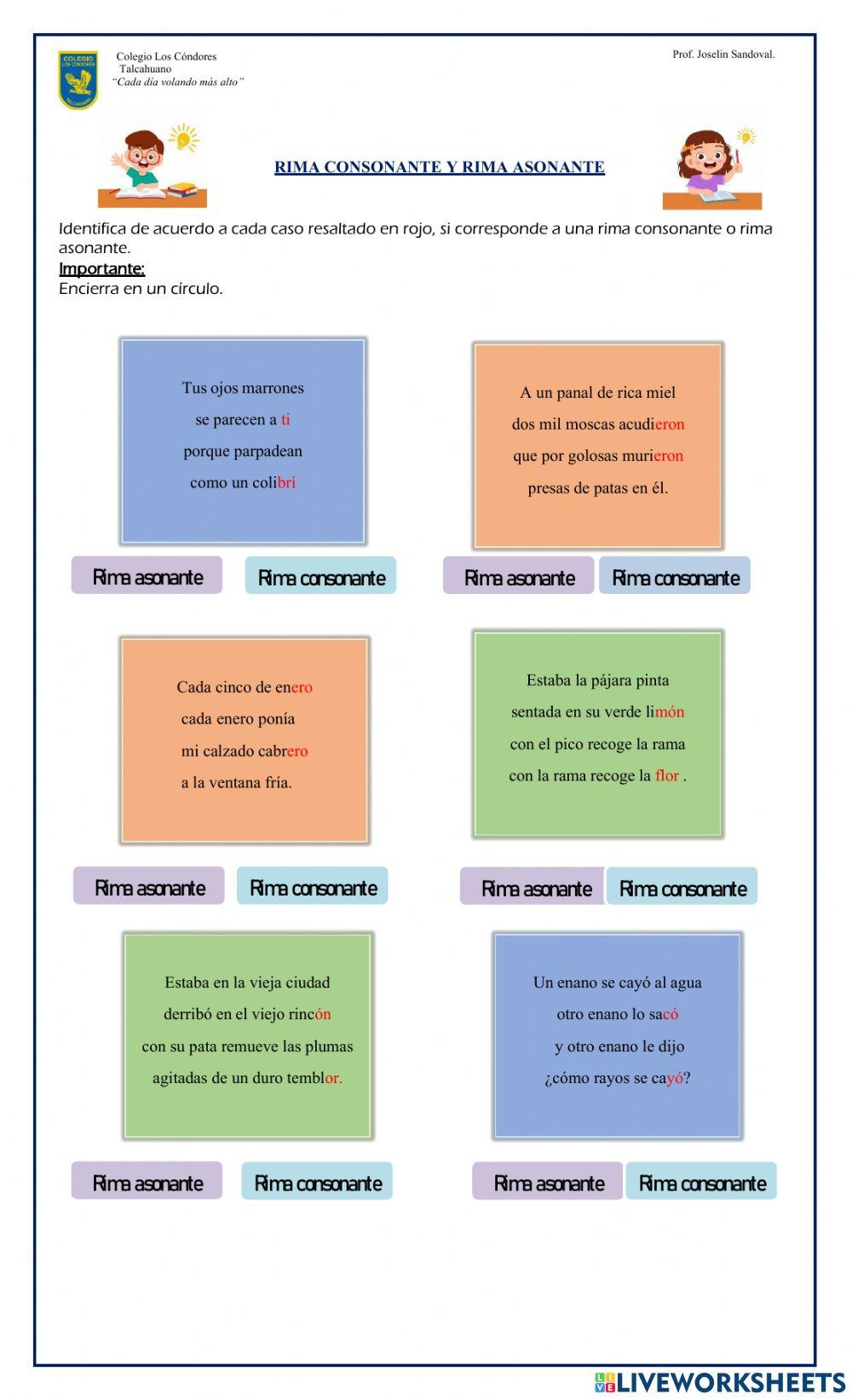 Rima consonante y asonante 3475686 | Joselin1