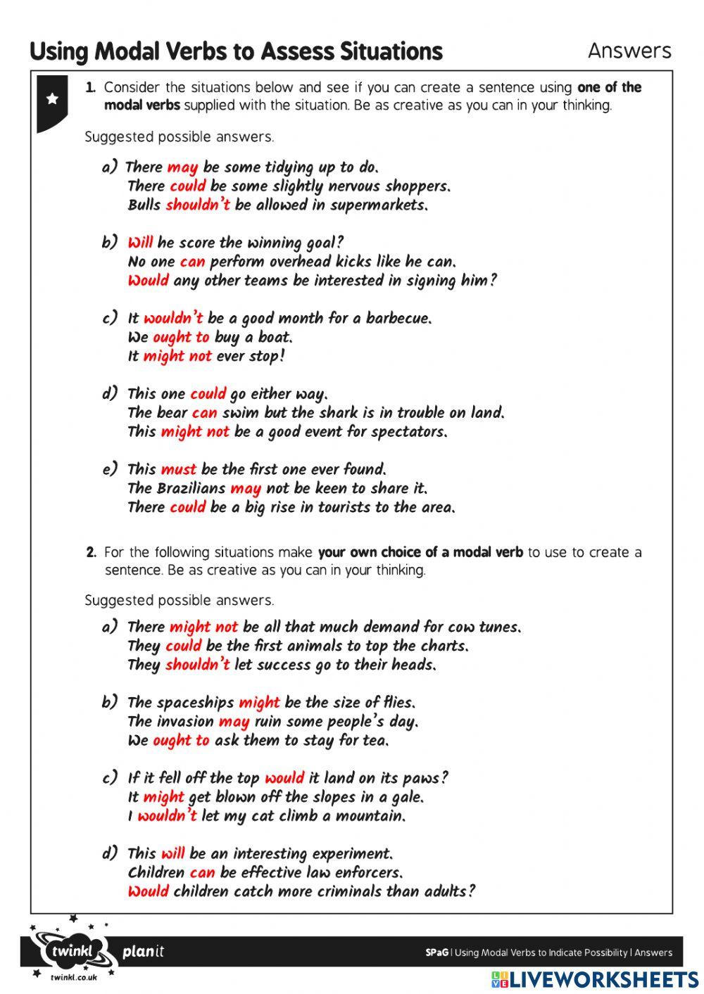 Modal verbs 4279428 | Alexis Swete | LiveWorksheets