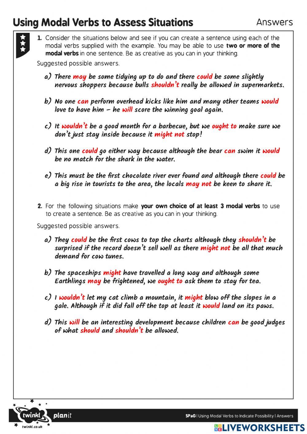Modal verbs 4279428 | Alexis Swete | LiveWorksheets