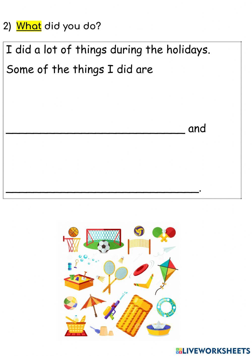Holiday Journal (A) worksheet | Live Worksheets