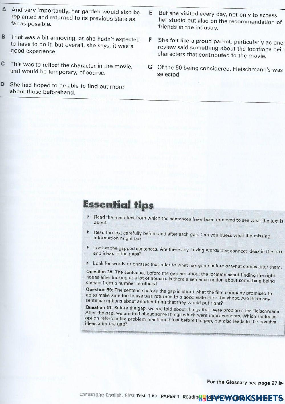 Fce-reading | Free Interactive Worksheets | 1628311