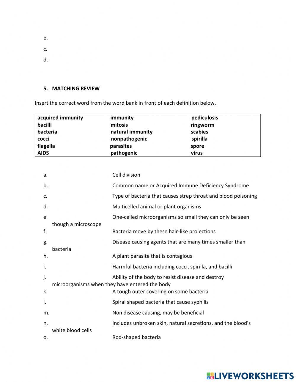 Understanding Infections online exercise for | Live Worksheets