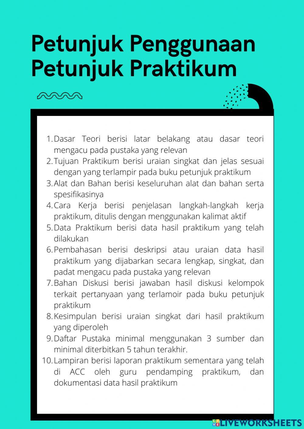 Buku petunjuk p… | Free Interactive Worksheets | 1628611