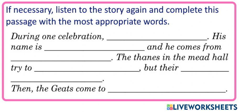 Beowulf | Free Interactive Worksheets | 1628819