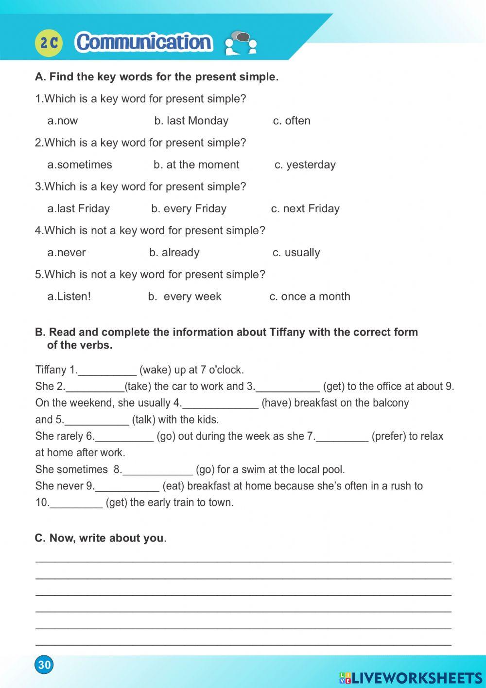 Present simple online exercise for BASIC 03 | Live Worksheets