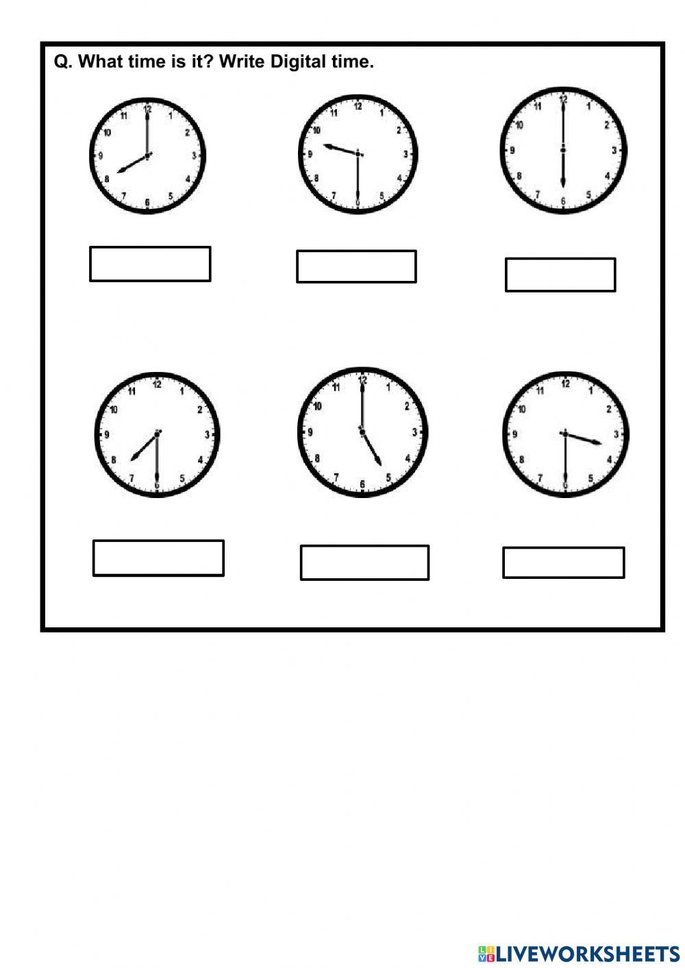 Time Worksheet activity for 2 | Live Worksheets