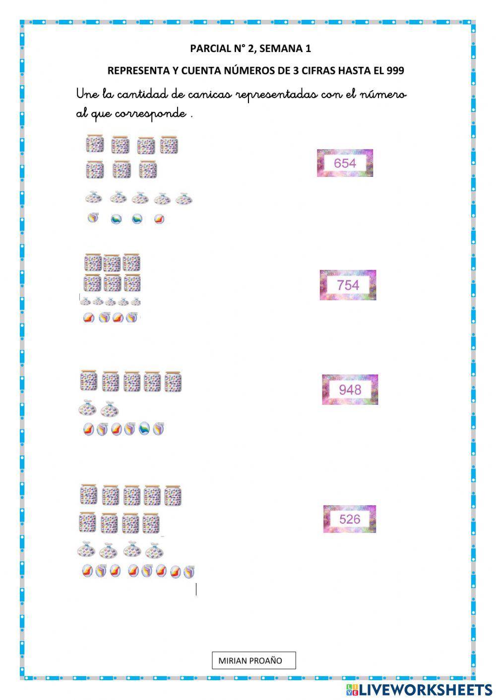 Numeros hasta el 999 worksheet for ELEMENTAL | Live Worksheets