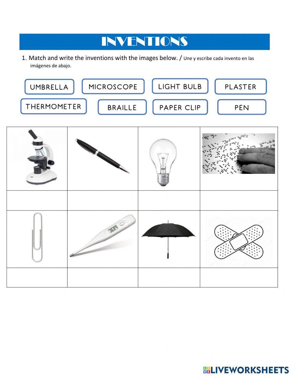 Inventions | Free Interactive Worksheets | 1629442