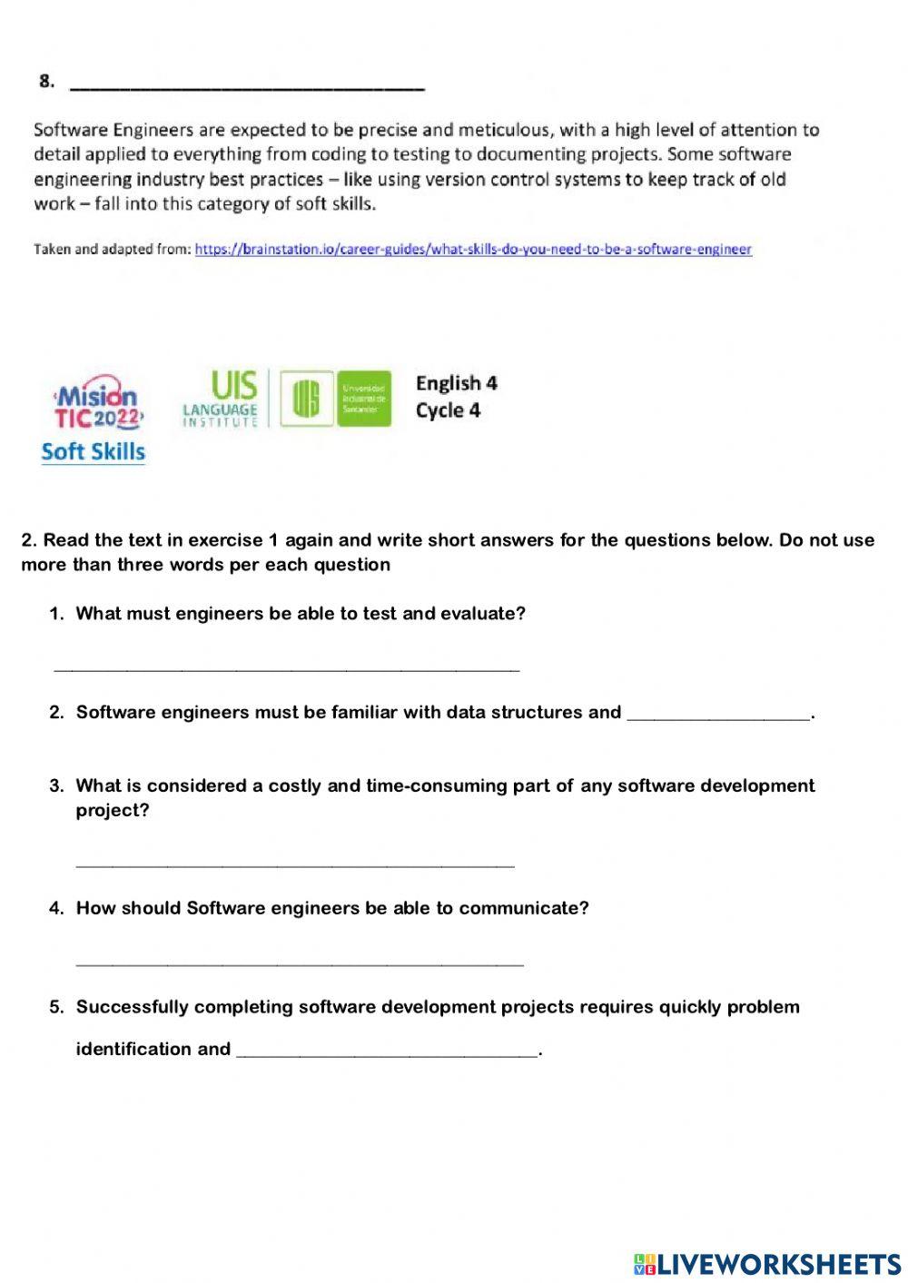 Headings and short answers practice worksheet | Live Worksheets