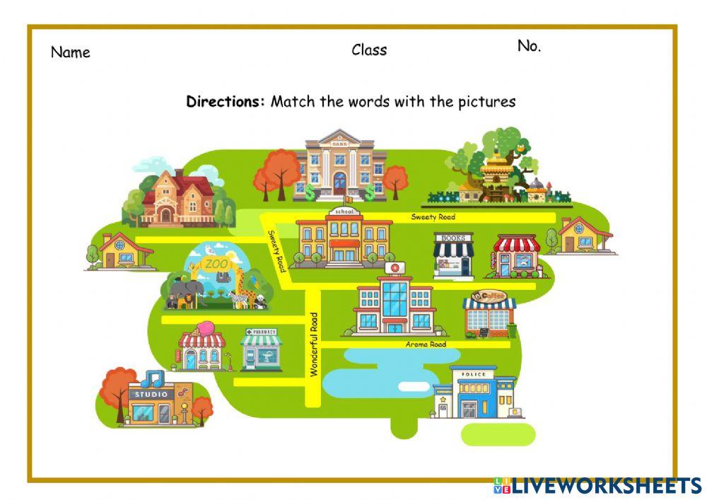 Places - Match the words with the pictures online exercise for | Live ...