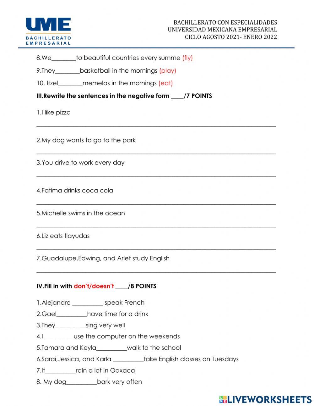 Exam-english i worksheet | Live Worksheets