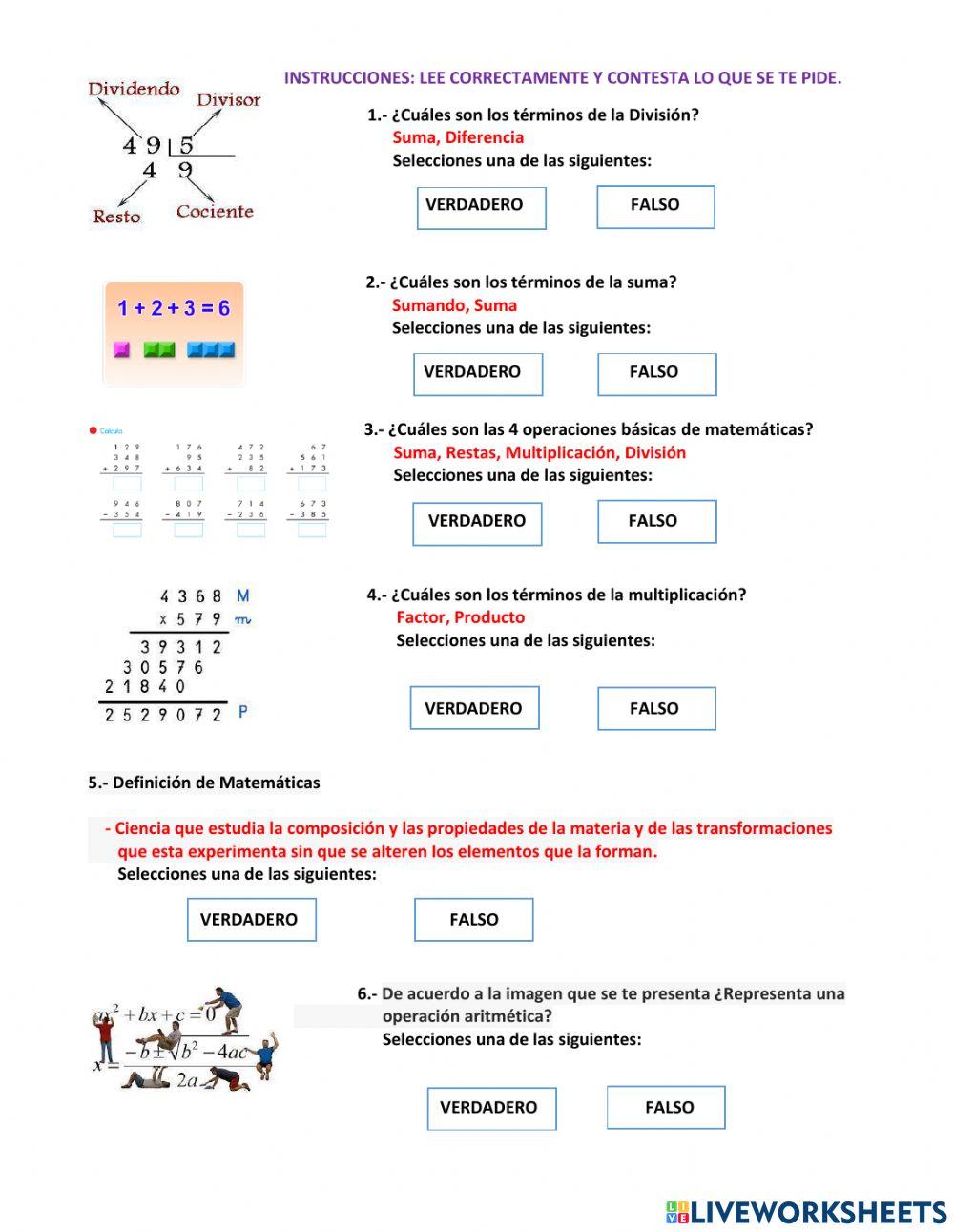 EXAMEN FINAL DE OPERACIONES BÁSICAS PRIMER GRADO online exercise for ... EXAMEN FINAL DE OPERACIONES BÁSICAS PRIMER GRADO online exercise for ...